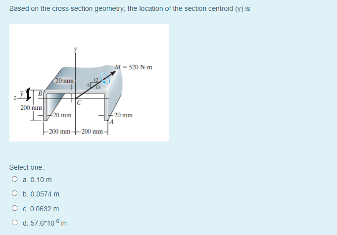Solved Based on the cross section geometry, the location of | Chegg.com