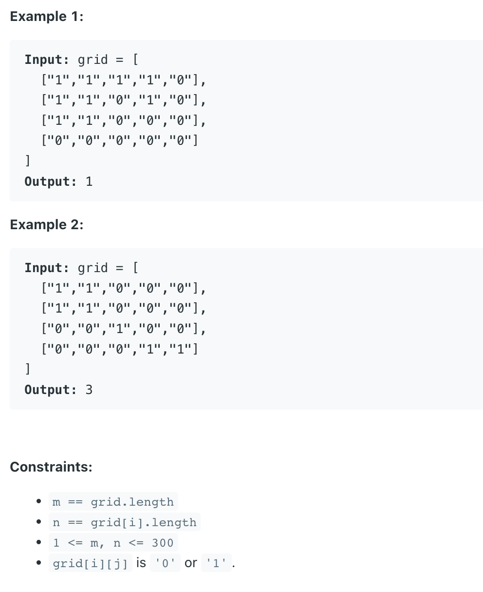 Solved Given an mxn 2D binary grid grid which represents a | Chegg.com