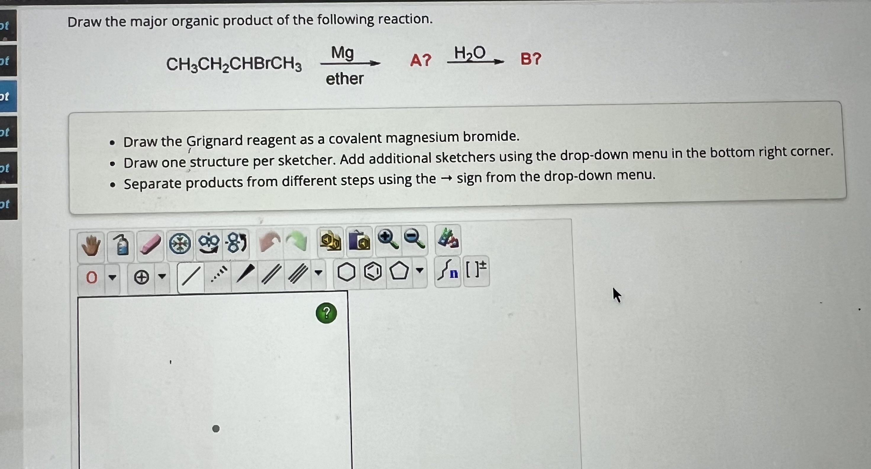 Solved Draw the major organic product of the following | Chegg.com