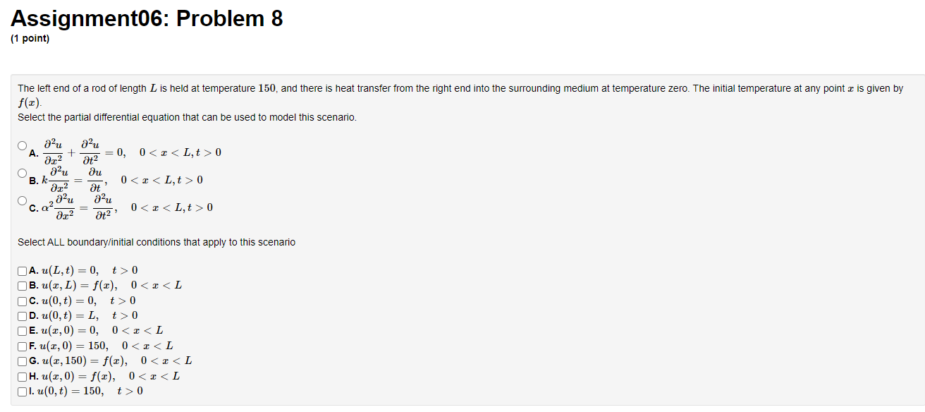 Solved Assignment06: Problem 8 (1 point) The left end of a | Chegg.com