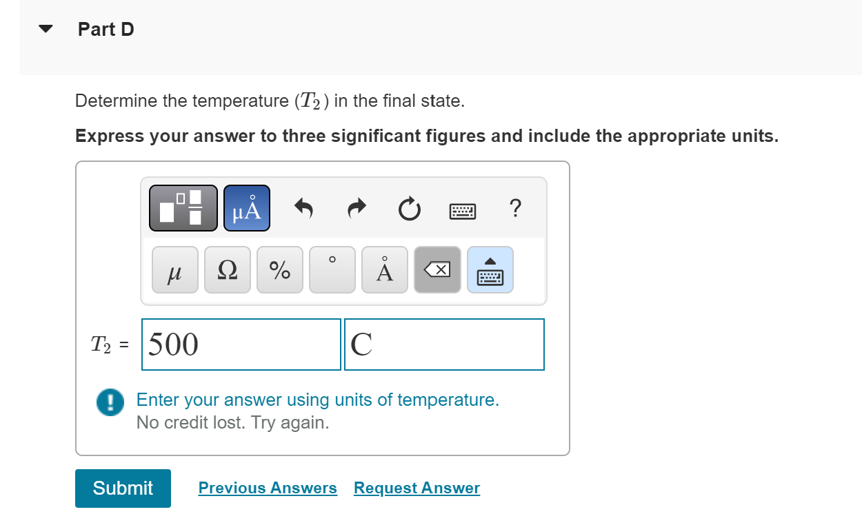 Temperature original 500 degrees celsius and Prssure | Chegg.com