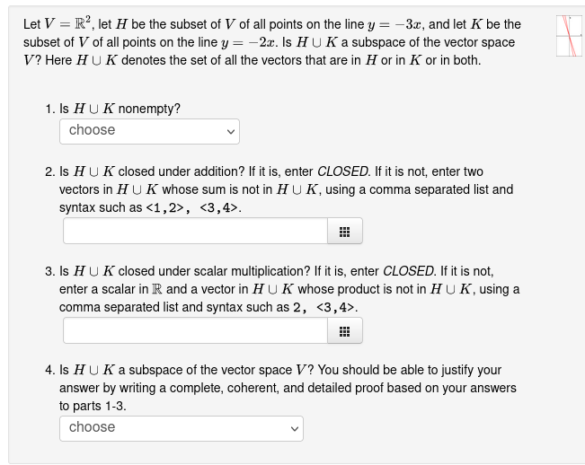 Solved Let V=R2, let H be the subset of V of all points on | Chegg.com Solved Let V=R2, let H be the subset of V of all points on | Chegg.com