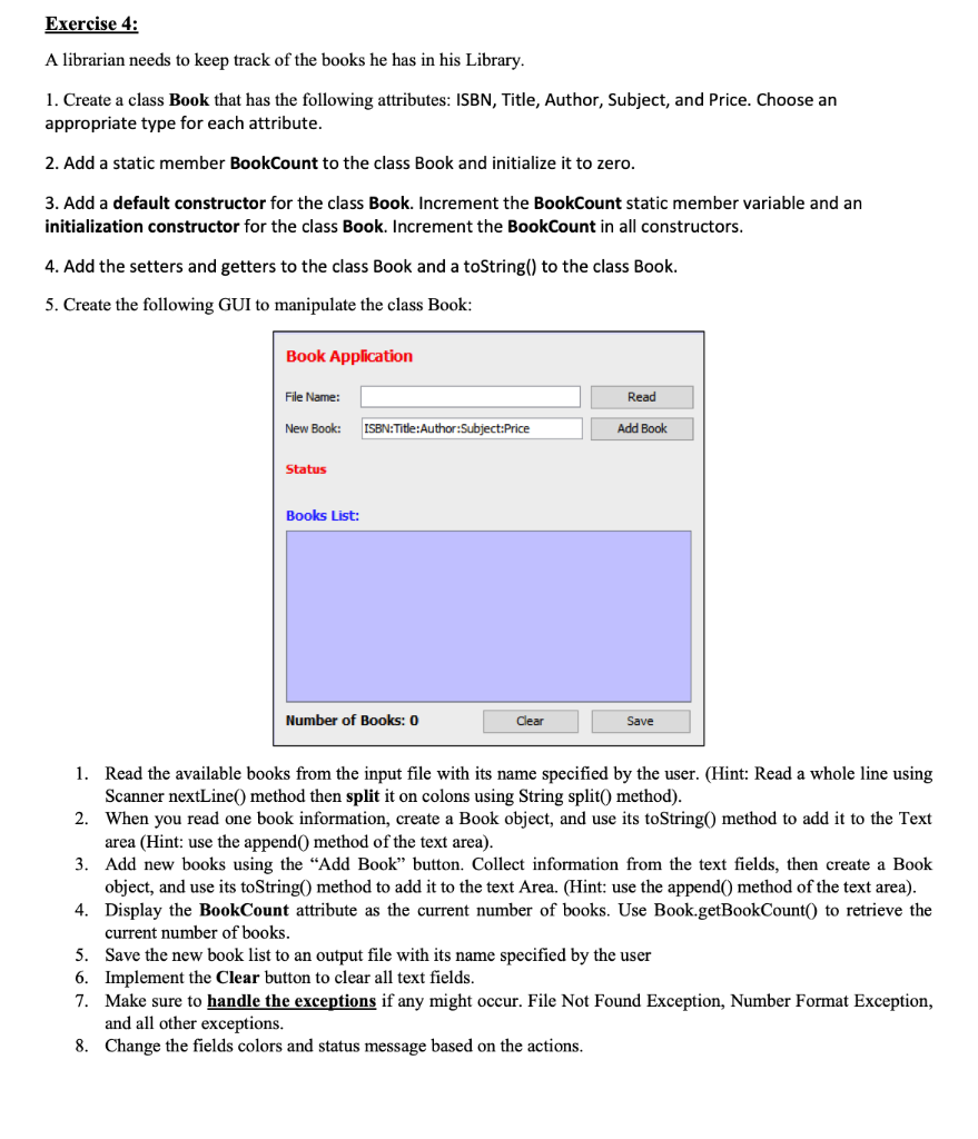 Solved Objective and Overview: Exception handling + GUI | Chegg.com