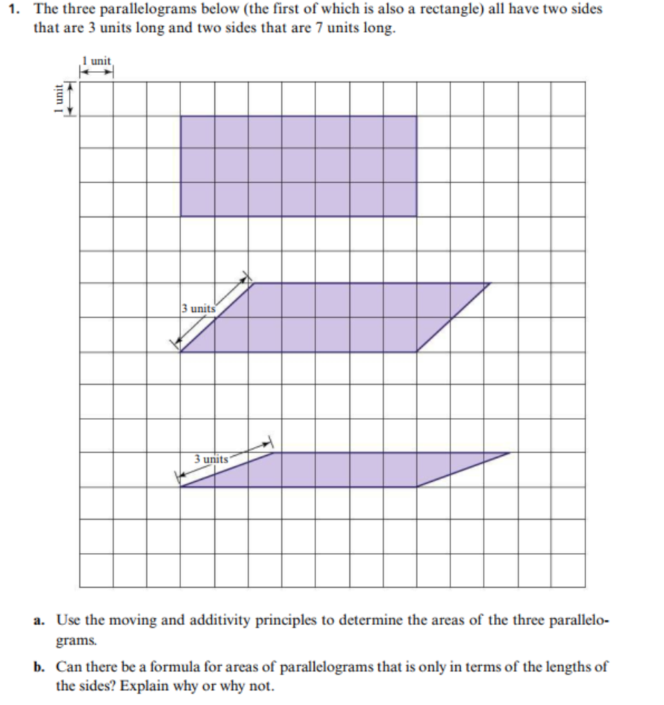 Solved 1. The three parallelograms below (the first of which | Chegg.com