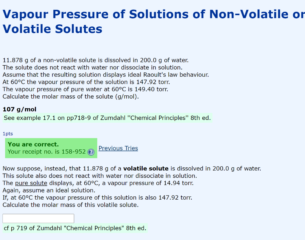 Solved Vapour Pressure of Solutions of Non-Volatile or | Chegg.com