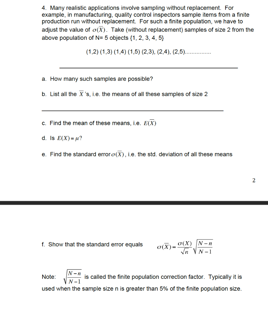 Solved 4. Many realistic applications involve sampling | Chegg.com