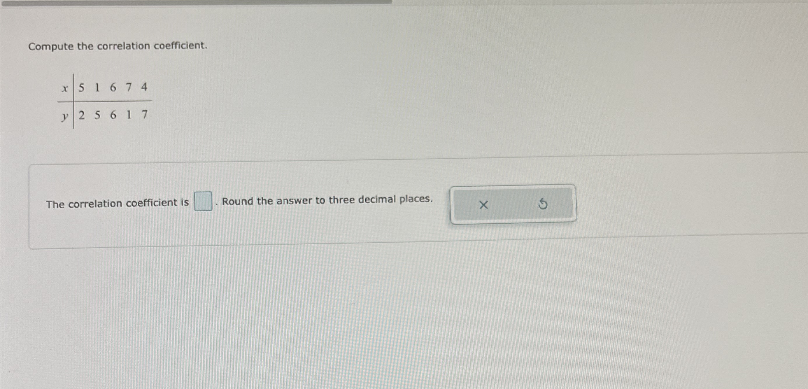Solved Compute the correlation coefficient. | Chegg.com