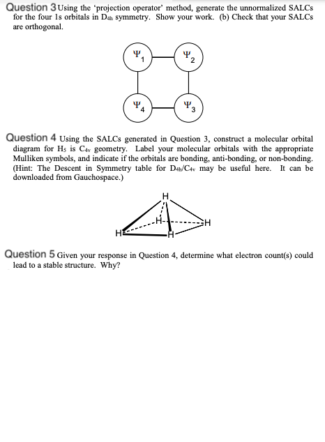 Question 3 Using the projection operator" method, | Chegg.com