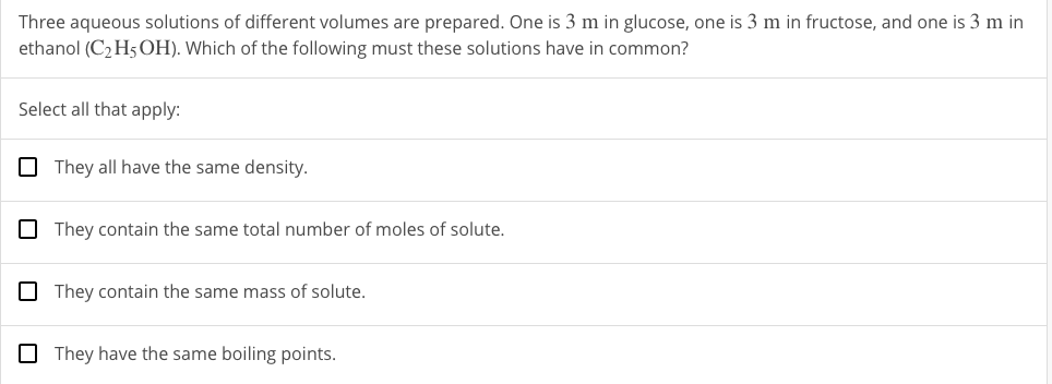 Solved Three aqueous solutions of different volumes are | Chegg.com