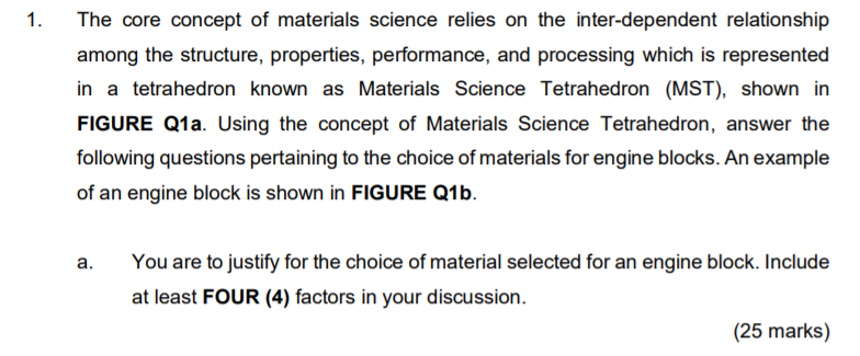 Solved 1. The core concept of materials science relies on | Chegg.com