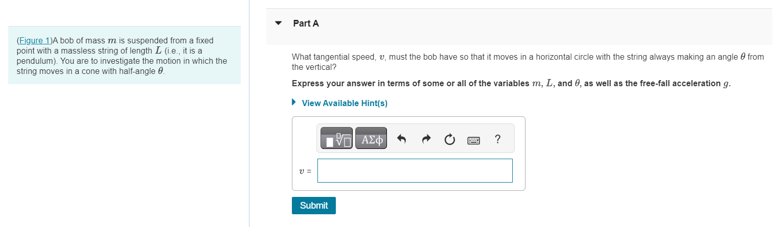 Solved (Figure 1)A bob of mass m is suspended from a fixed | Chegg.com