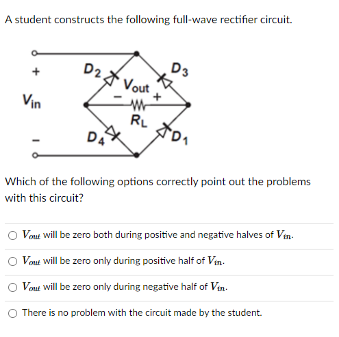 Solved A student constructs the following full-wave | Chegg.com