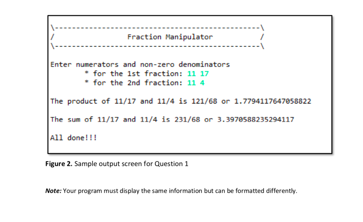 Solved Fraction Question 1 - Manipulating integer and | Chegg.com