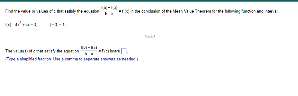 Solved Find the value or values of c that satisfy the | Chegg.com