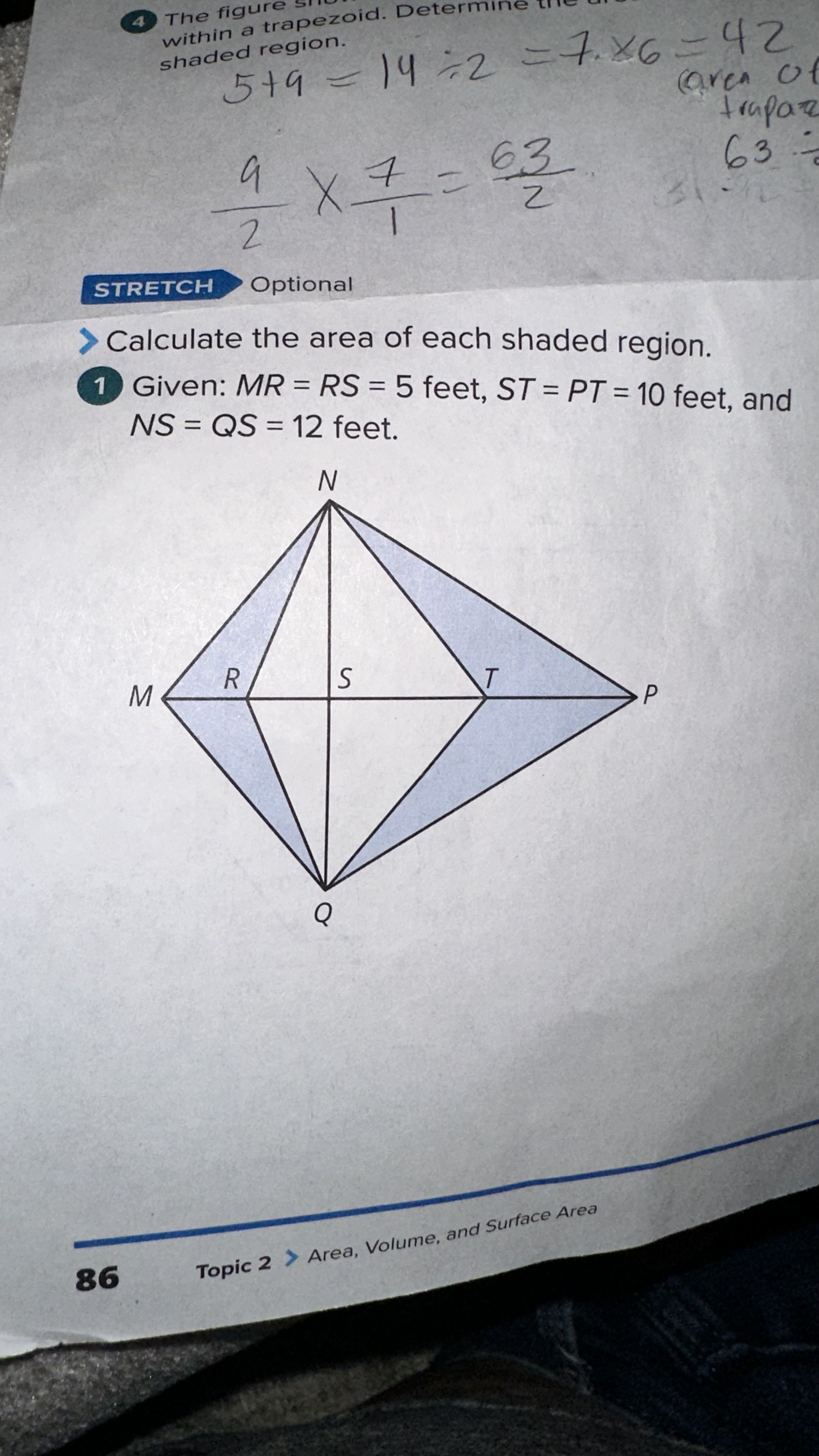 Solved Calculate the area of each shaded region. Given: MR = | Chegg.com