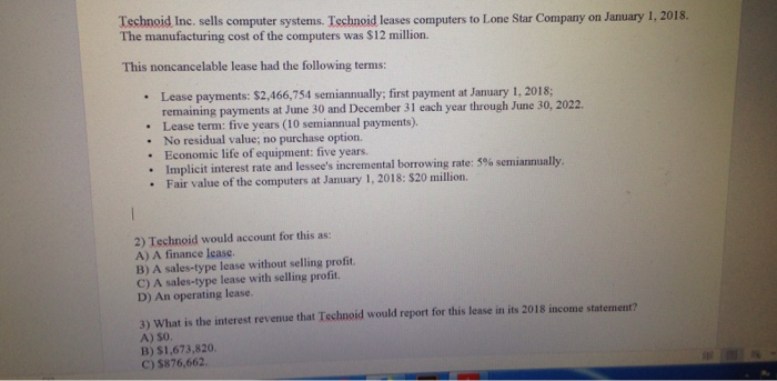 Solved Technoid Inc. sells computer systems. Technoid leases | Chegg.com