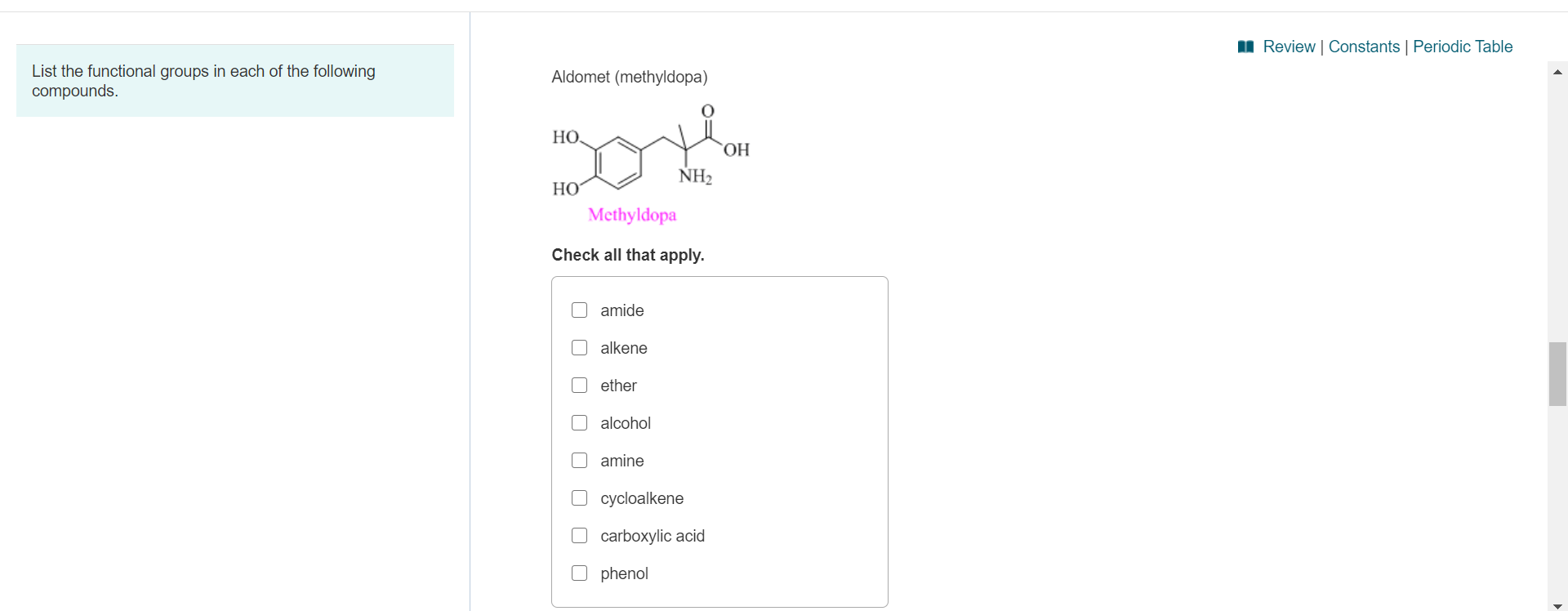 Solved A Review Constants Periodic Table List the functional | Chegg.com