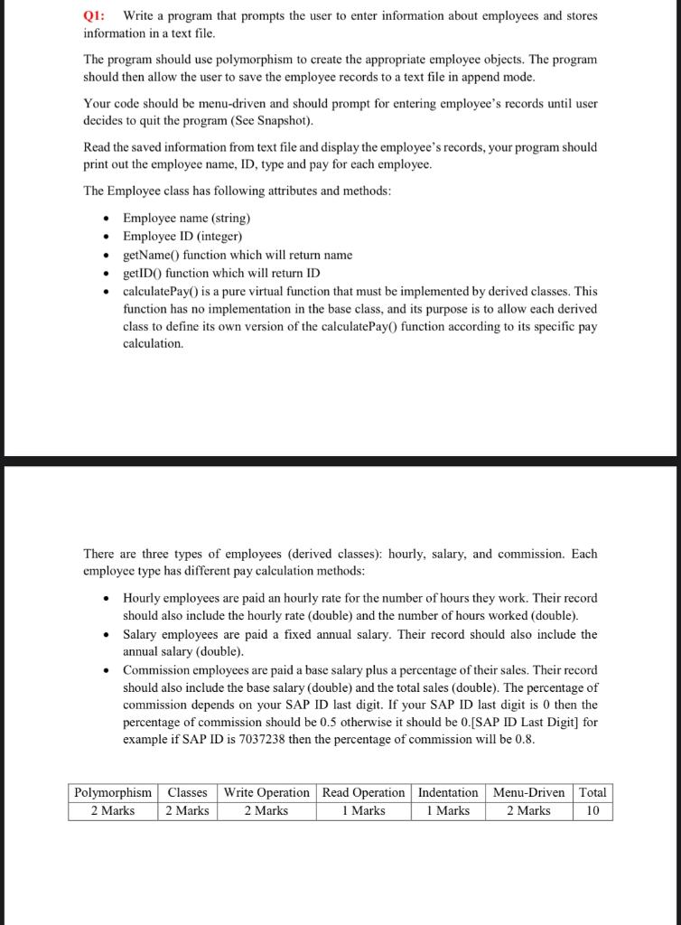 Solved Q1: Write a program that prompts the user to enter | Chegg.com