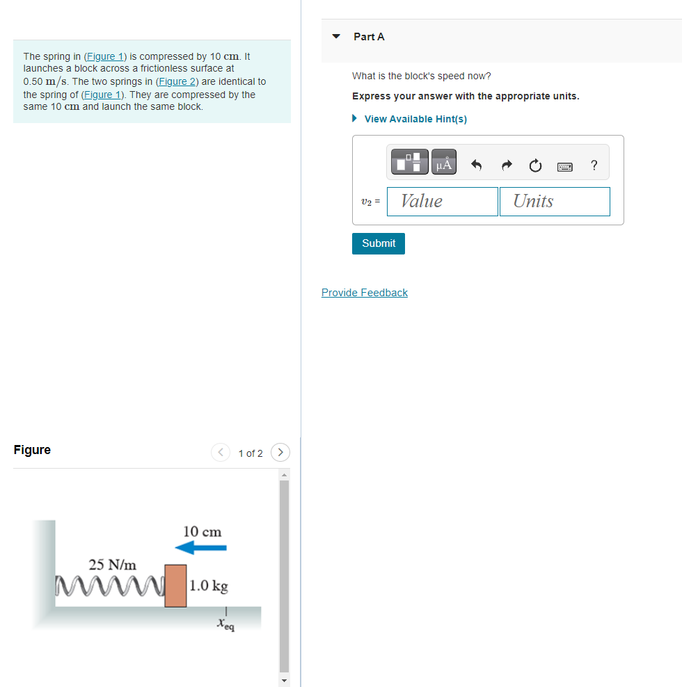 Solved The spring in (Figure 1) is compressed by 10 cm. It | Chegg.com