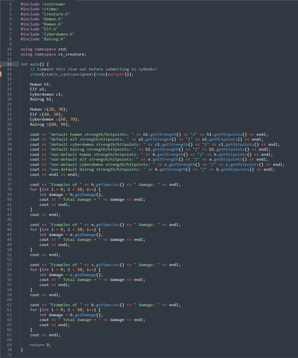 Solved It's messy that in the Balrog class's getDamage() | Chegg.com