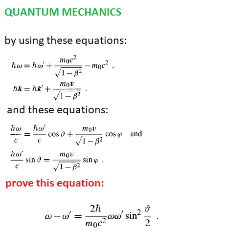 Quantum Mechanics Equations