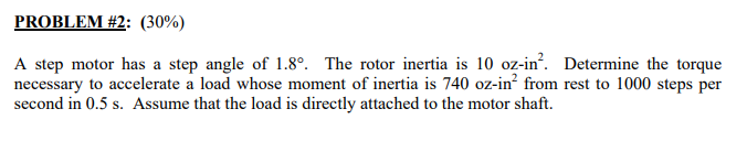 Solved PROBLEM #2: (30%) A step motor has a step angle of | Chegg.com