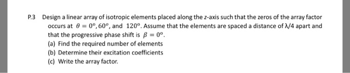Solved Design A Linear Array Of Isotropic Elements Placed 9222