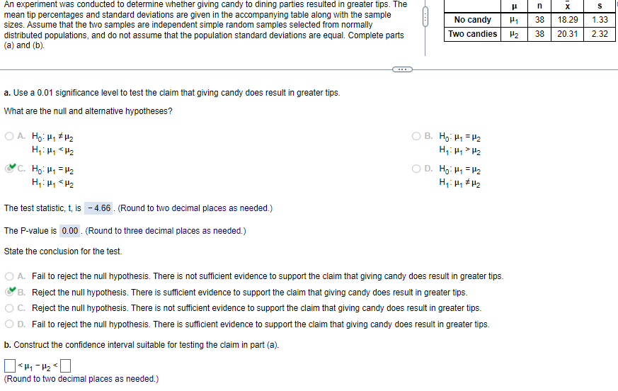 Solved An experiment was conducted to determine whether | Chegg.com