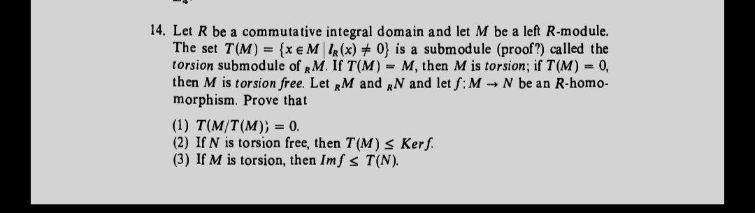 Solved 14. Let R be a commutative integral domain and let M | Chegg.com
