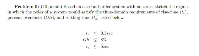 Solved Problem 5: (10 points) Based on a second-order system | Chegg.com
