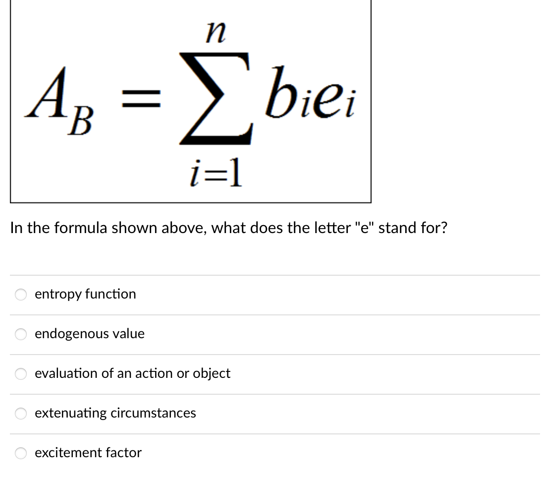 Solved AB=∑i=1nbieiIn the formula shown above, what does the | Chegg.com