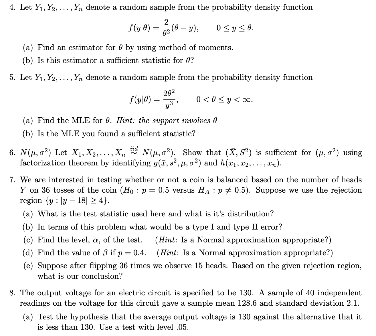 Solved f(y∣θ)=θ22(θ−y),0≤y≤θ. (a) Find an estimator for θ by | Chegg.com