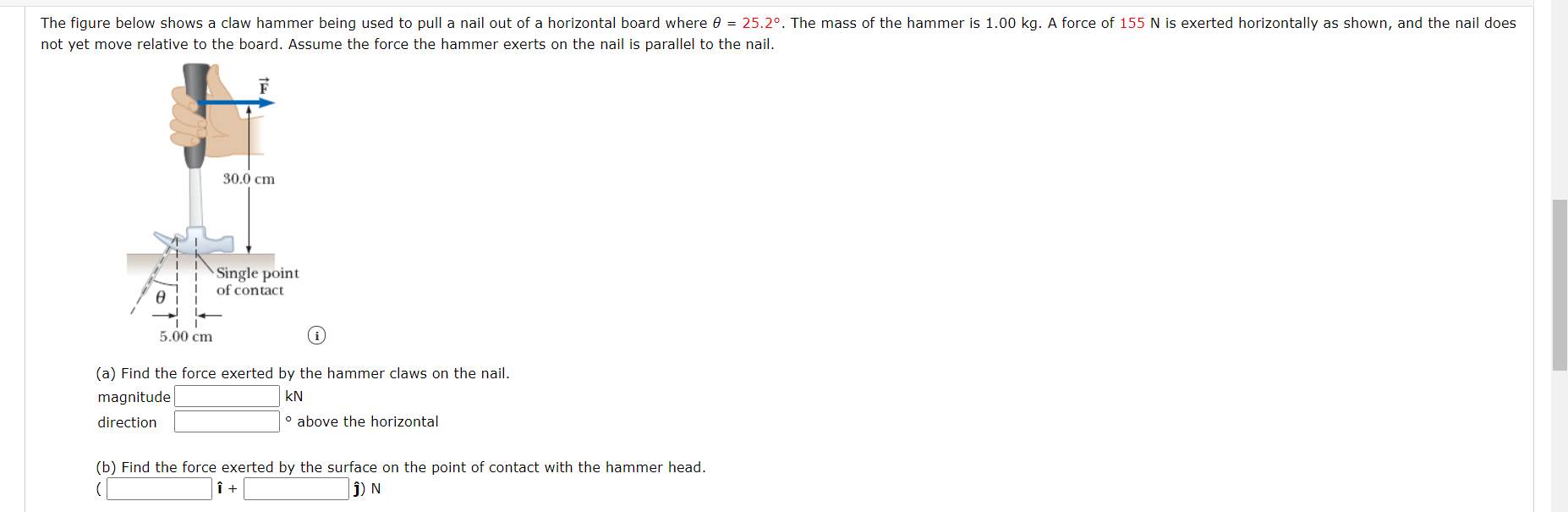 Solved The figure below shows a claw hammer being used to | Chegg.com