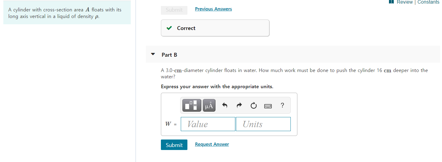 Solved Review Constants Submit Previous Answers A cylinder | Chegg.com