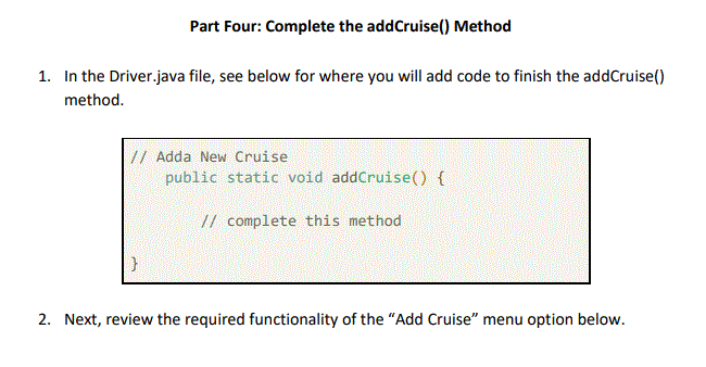 This is a Java project. The Luxury Ocean Cruise | Chegg.com