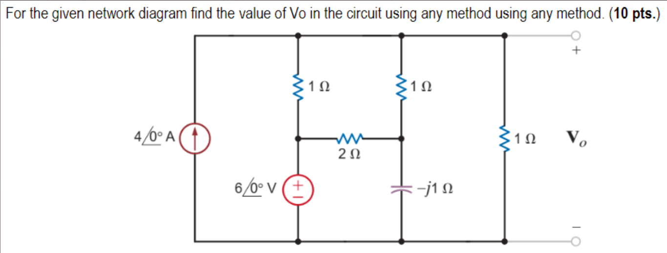 Solved For the given network diagram find the value of V0 in | Chegg.com