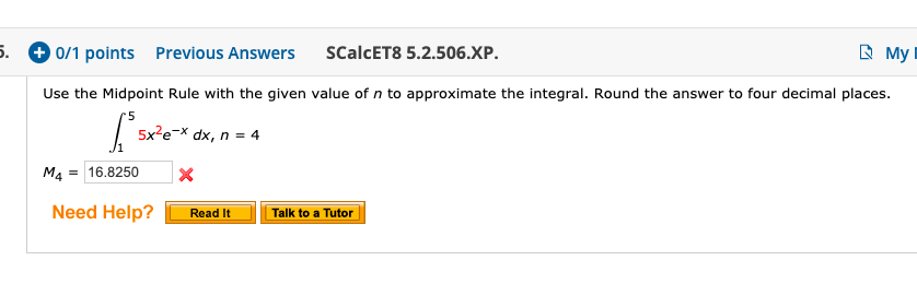 Solved 4. 0/2 points Previous Answers SCalcET8 5.1.013.MI. | Chegg.com