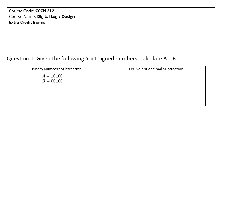 Solved Question 1: Given the following 5-bit signed numbers, | Chegg.com