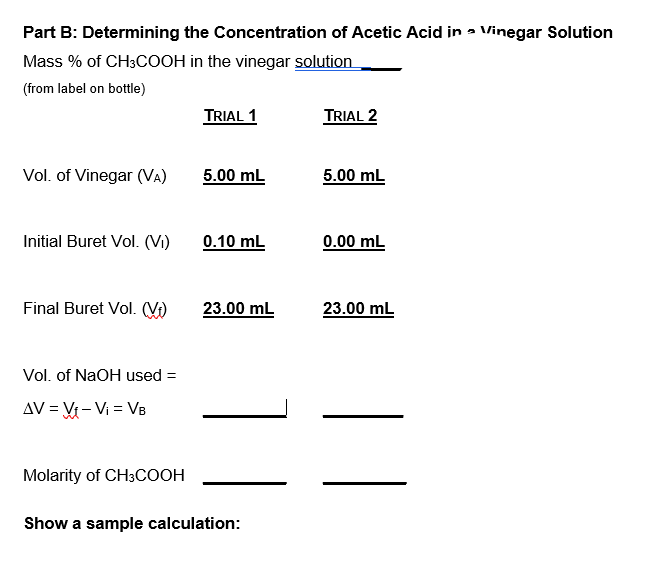 Solved EXPERIMENTAL DATA SHEET Part A: Standardization of | Chegg.com