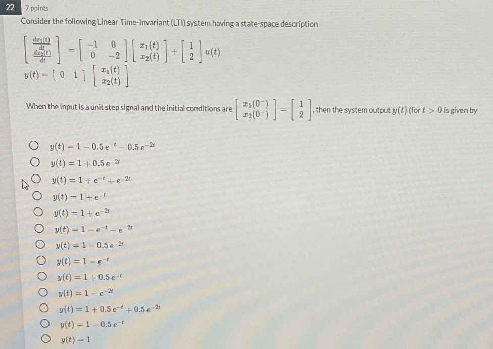Solved 22 7 points Consider the following Linear | Chegg.com