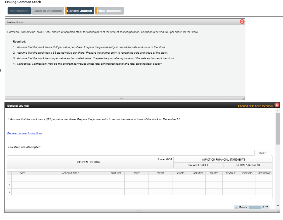 Solved Issuing Common Stock Instructions Chart of Accounts | Chegg.com
