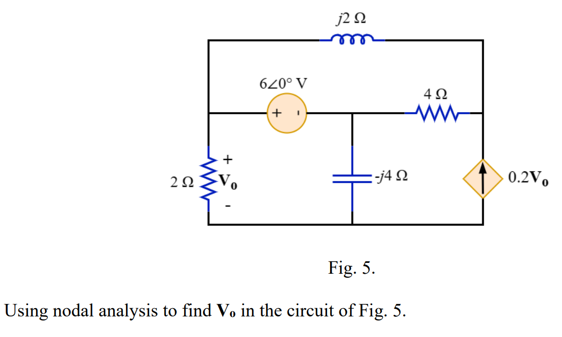 Solved Fig. 5. Using nodal analysis to find Vo in the | Chegg.com