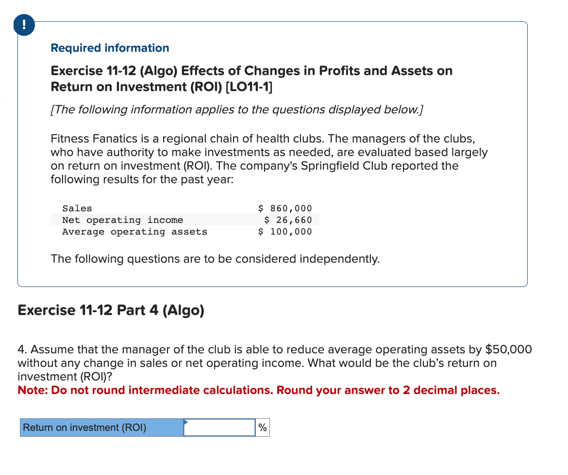 Solved Required information Exercise 11-12 (Algo) Effects of | Chegg.com
