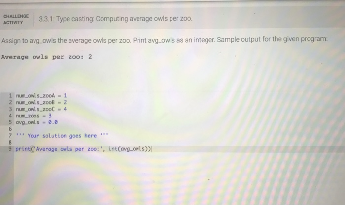Solved Acalew 331type Casting Computing Average Owls Per 6799