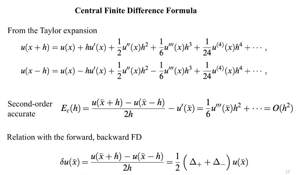 Solved Central Finite Difference Formula From the Taylor | Chegg.com