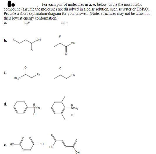 Solved For each pair of molecules in a.-e. ﻿below, circle | Chegg.com