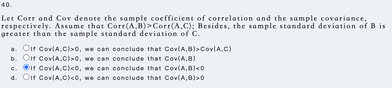 Solved Let Corr and Cov denote the sample coefficient of | Chegg.com