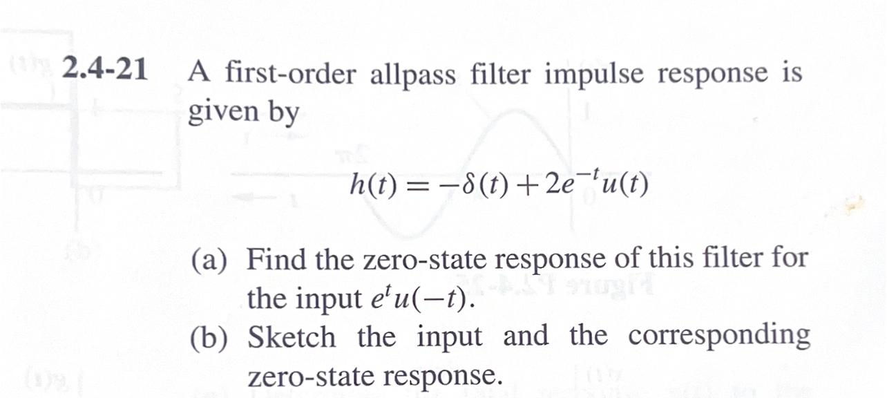 A First Order Allpass Filter Impulse Response Is 
