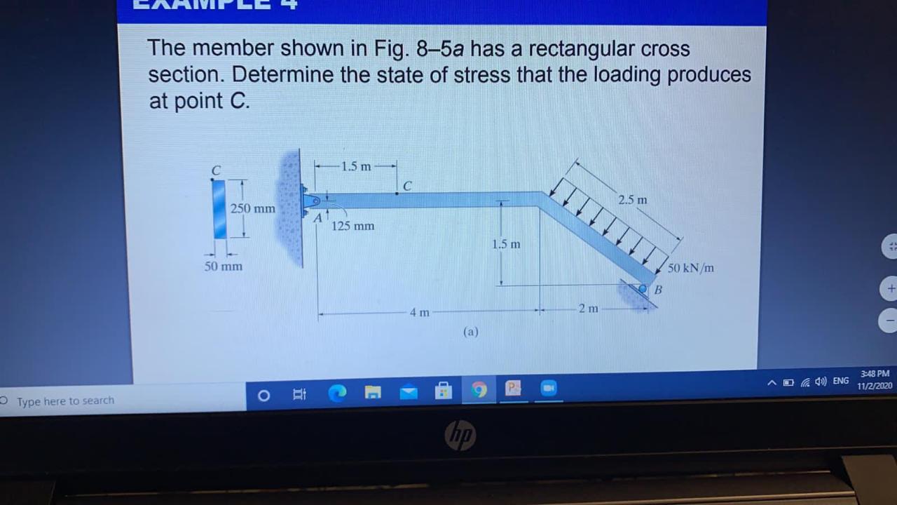 Solved The Member Shown In Fig 8 5a Has A Rectangular Cross