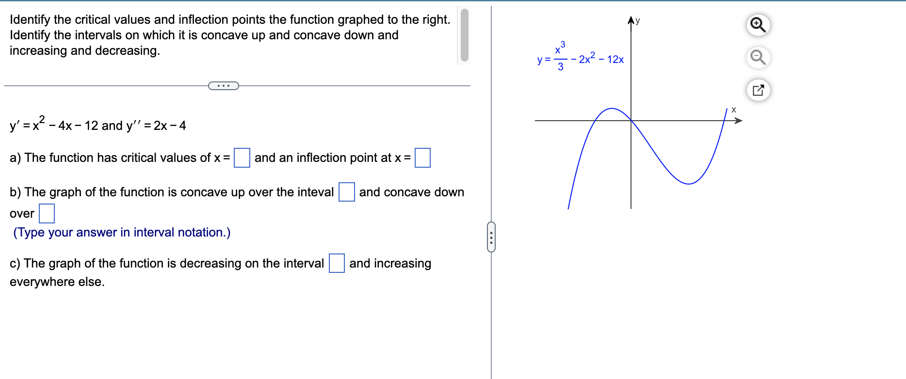 Solved Identify the critical values and inflection points | Chegg.com